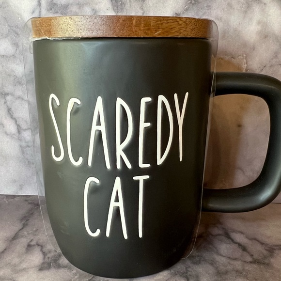 b harbor | Holiday | Halloween Black Ceramic Scaredy Cat Mug With Cat Engraved Wood Lid Coaster ...